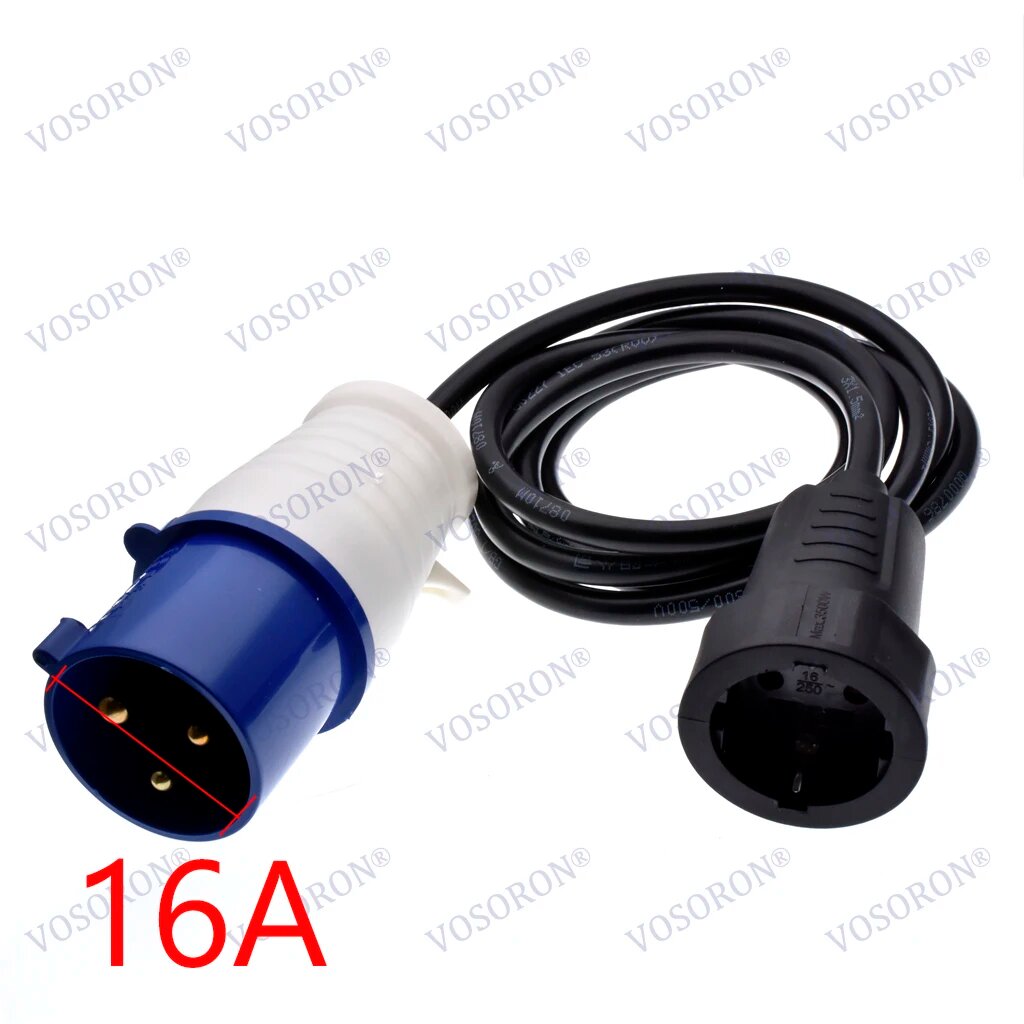 VOSORON разъем IEC 60309 332P6/316P6 для розетки Schuko CEE7/7 16A