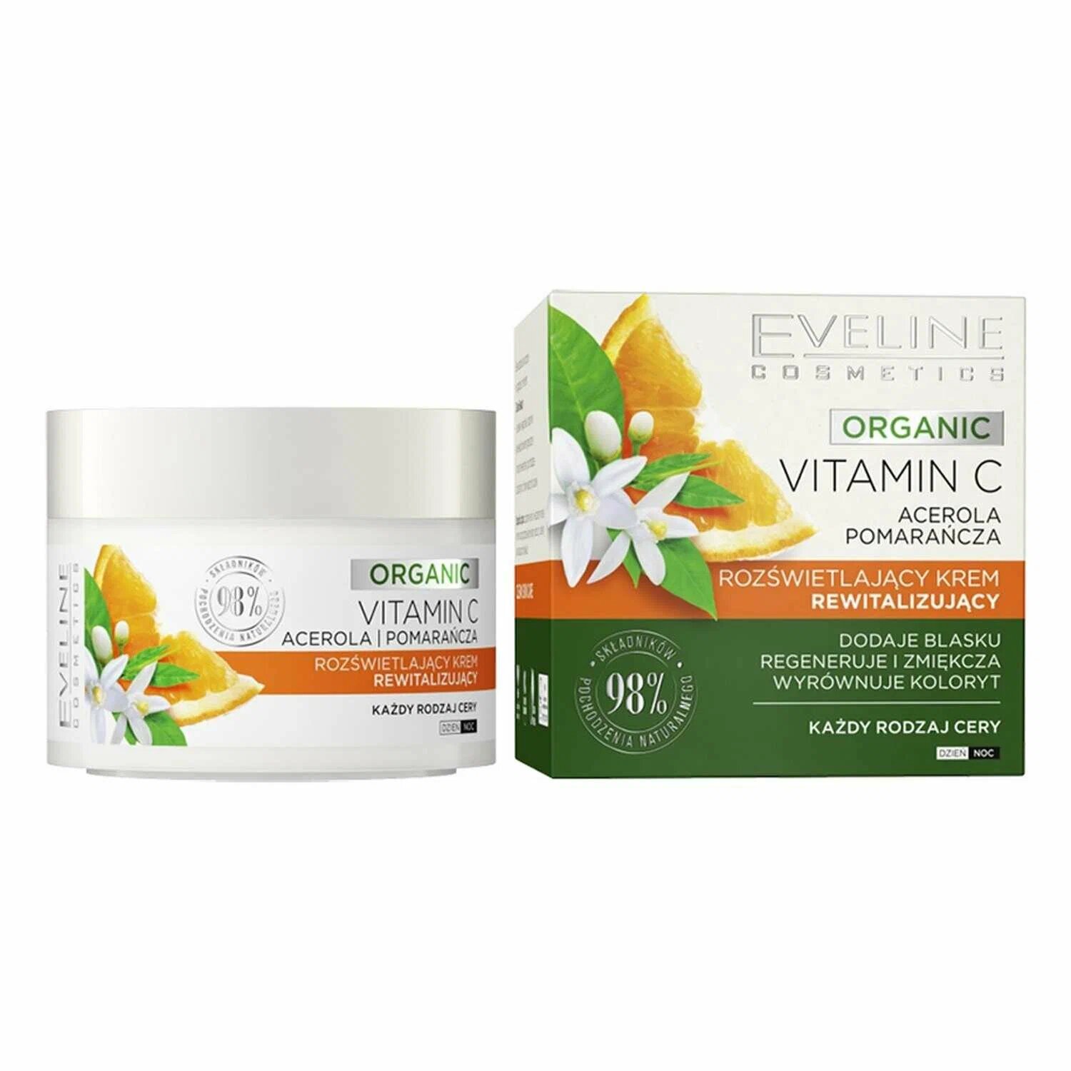 Осветляющий восстанавливающий органический крем для лица Eveline Cosmetics с витамином C