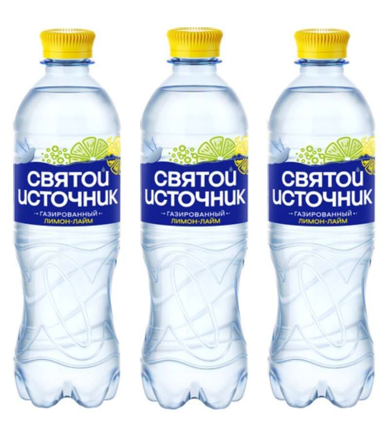Святой Источник Вода Лимон и Лайм газированная, 500 мл, 3 шт.