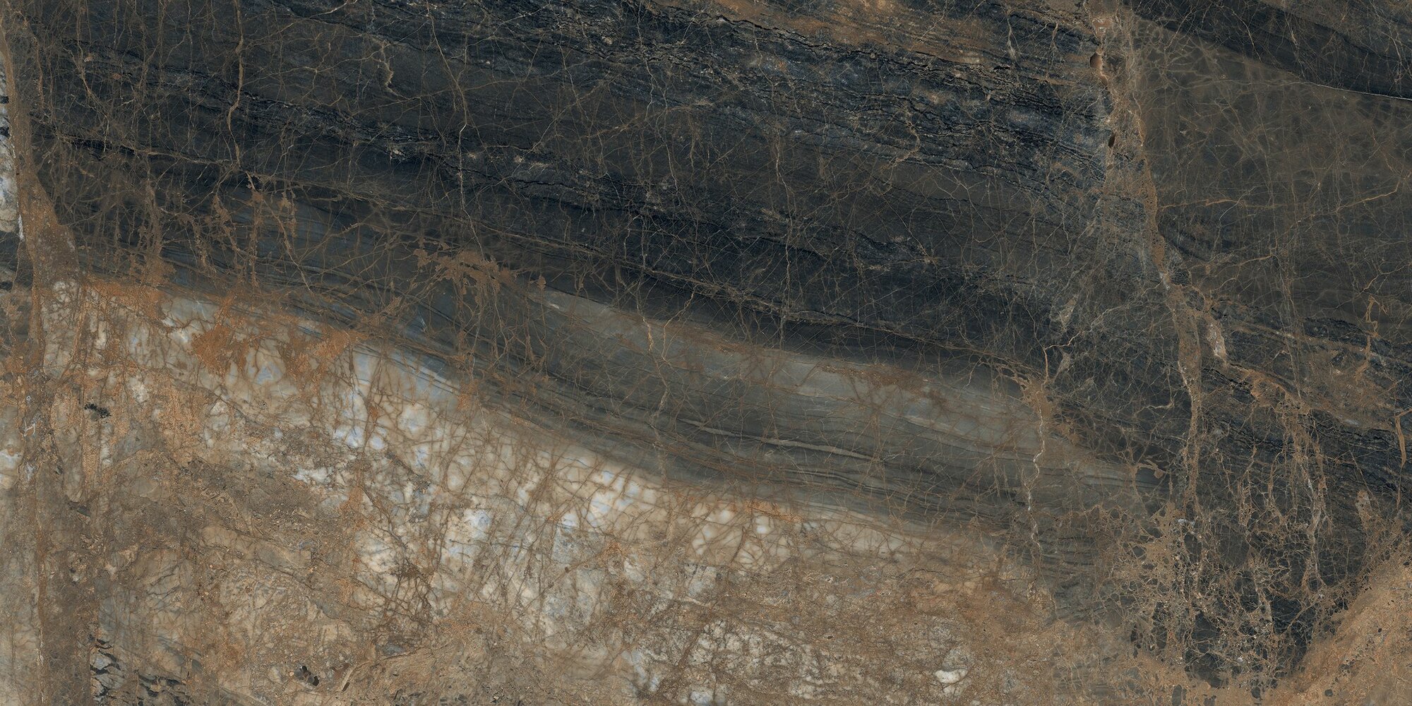 Лунар Маррон Керамогранит коричневый 80х160 матовый+гл. чернила