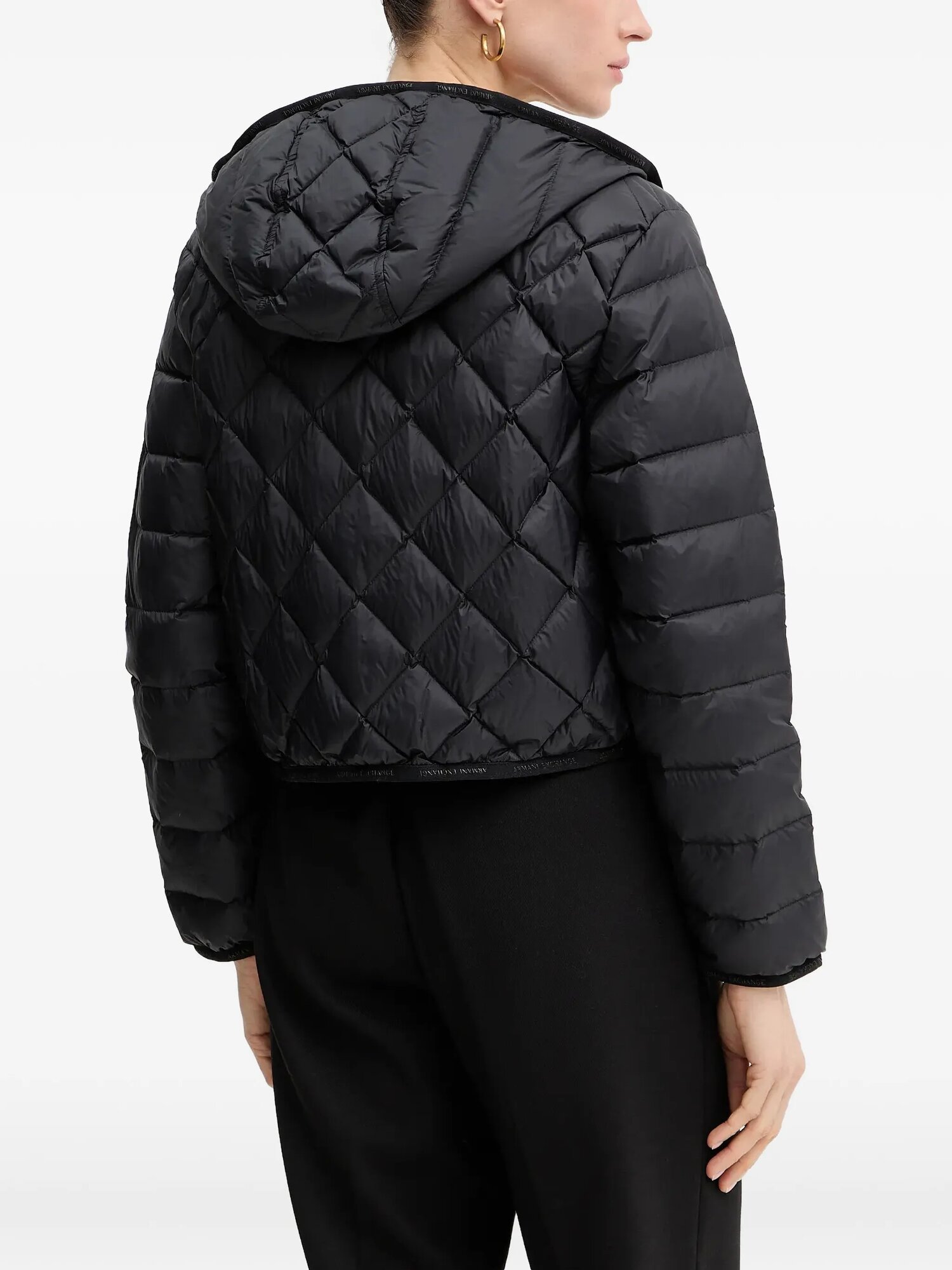 Куртка Armani Exchange Quilted hooded jacket, размер 44, черный — фото 1