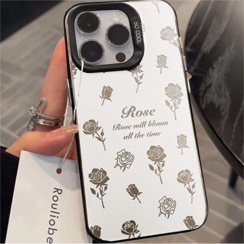 Чехол на Айфон 12/12 Про Цветы / iPhone 12/12 Pro черный С принтом Антиударный