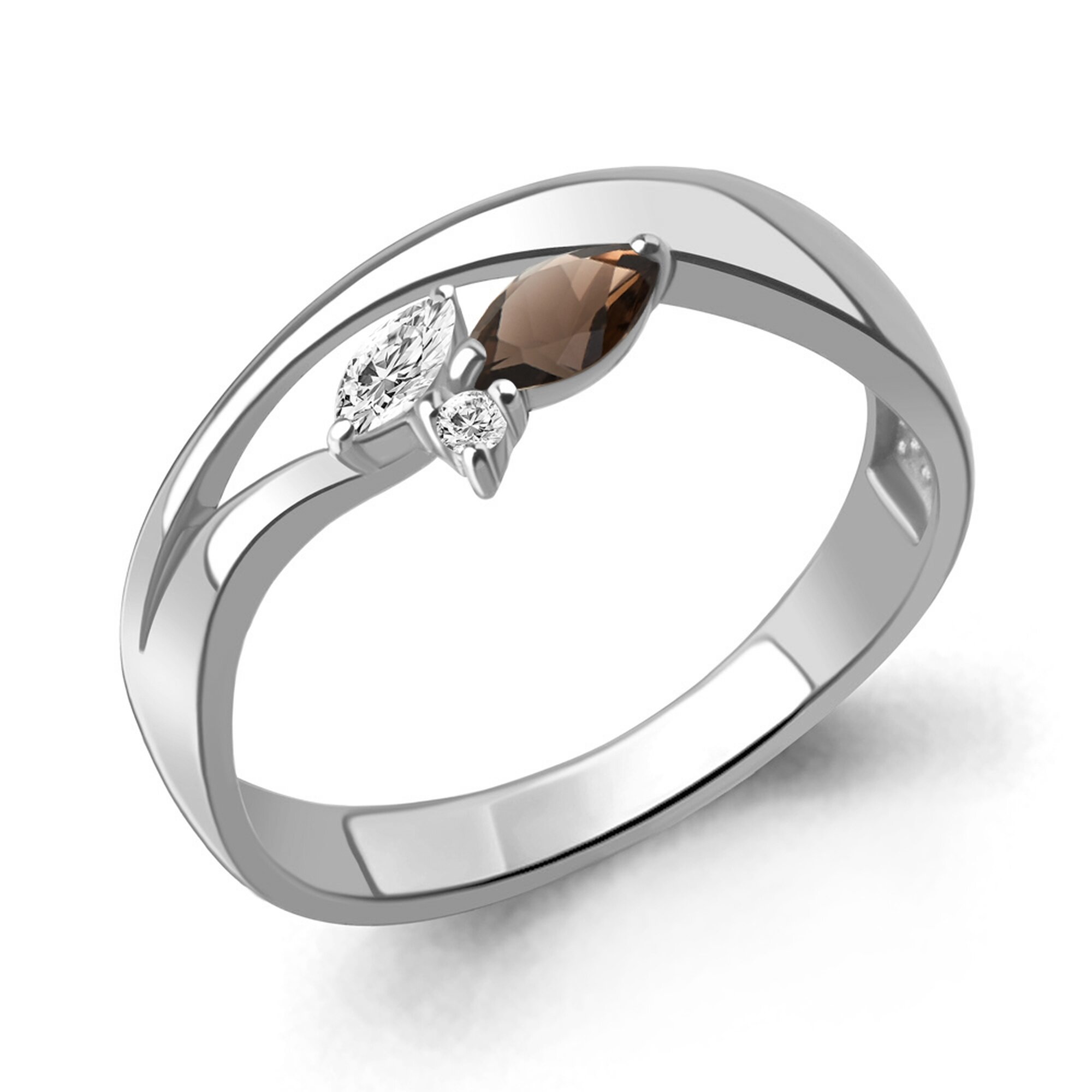 Кольцо Diamant online, серебро, 925 проба, родирование, кварц, фианит
