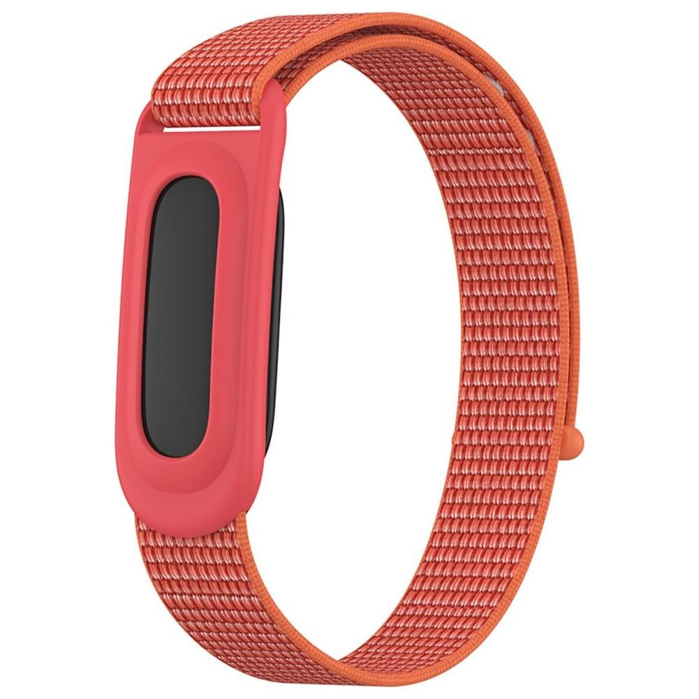 Ремешок для смарт-часов, совместимый с Fitbit Air, из дышащего нейлона, с полиуретановой рамкой кораллового цвета, оранжево-розовый принт