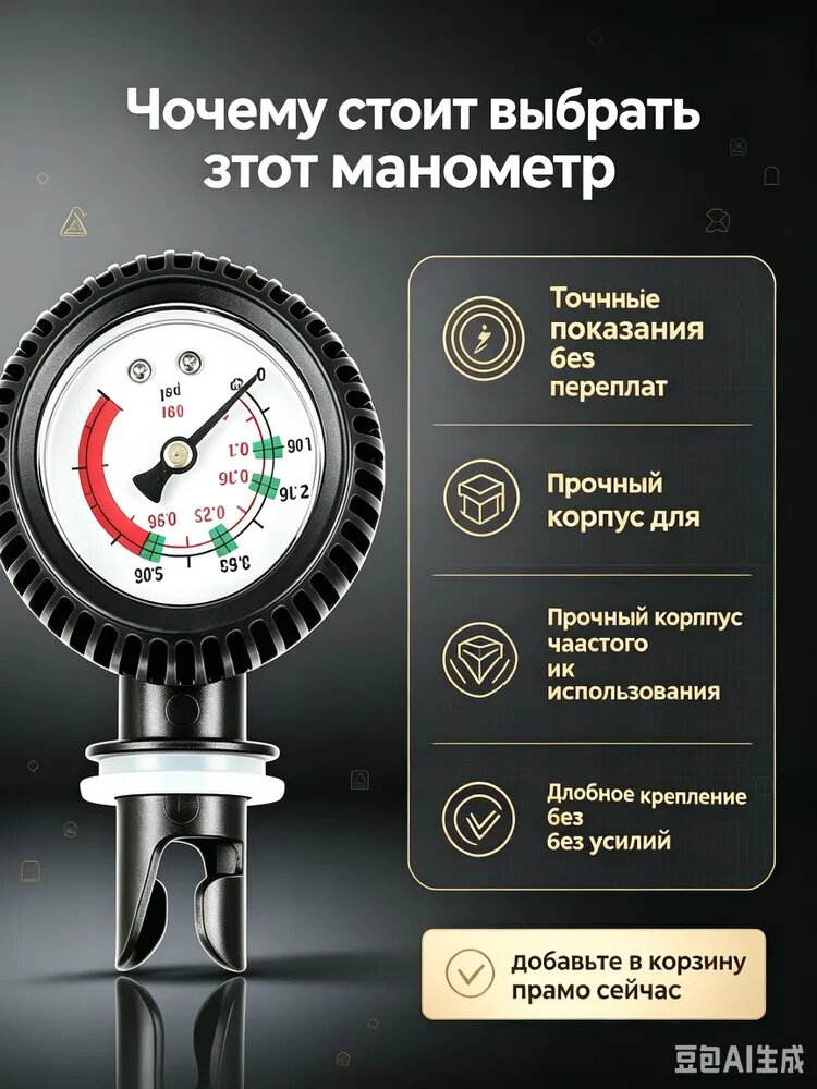 Bravo SP 119/2005 500мбар (для BRAVO 2005) манометр для лодки ПВХ проверочный, с байонетным креплением