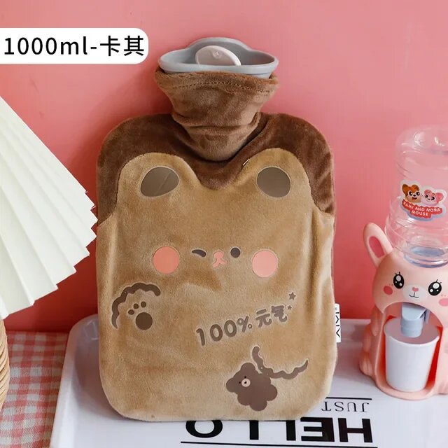 Грелка-бутылка 1000 мл бежевая, 100% 元气