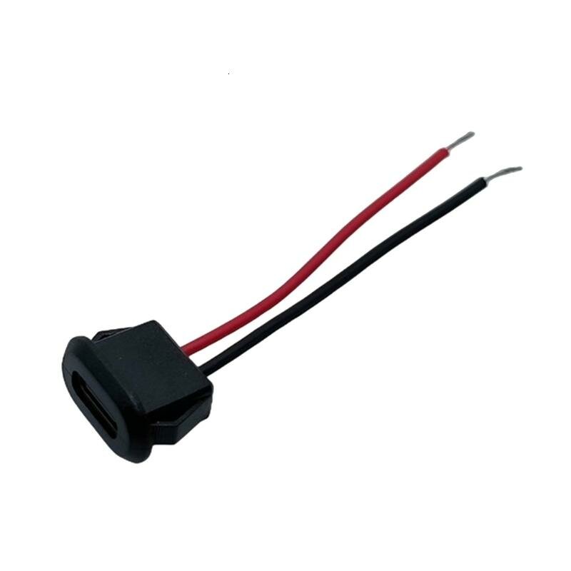 Разъем USB Type-C 2-контактный, гнездо, PH 2.0, быстрая зарядка, с проводами, Черный