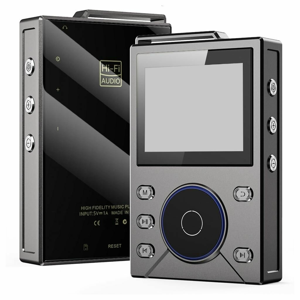 HiFi аудиоплеер с декодированием DSD256 и поддержкой FLAC/WAV/ALAC, Серый - 16GB