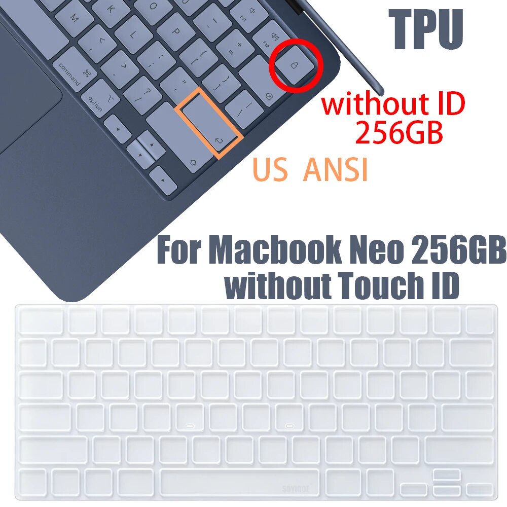 Чехол для клавиатуры TPU MacBook Neo 256GB без Touch ID, US ANSI