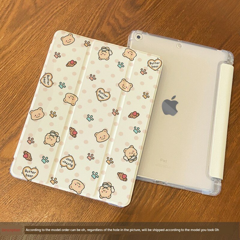 IPad mini 5 7,9 дюйма прозрачная трехсекционная силиконовая чехол с отделением для ручки - Медвежонок Баттер