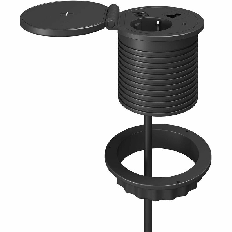 Платформа POWER GROMMET G5101E-2AC1N1Q(1сил. р./USB/Type-C/каб-к/б. заряд)чер