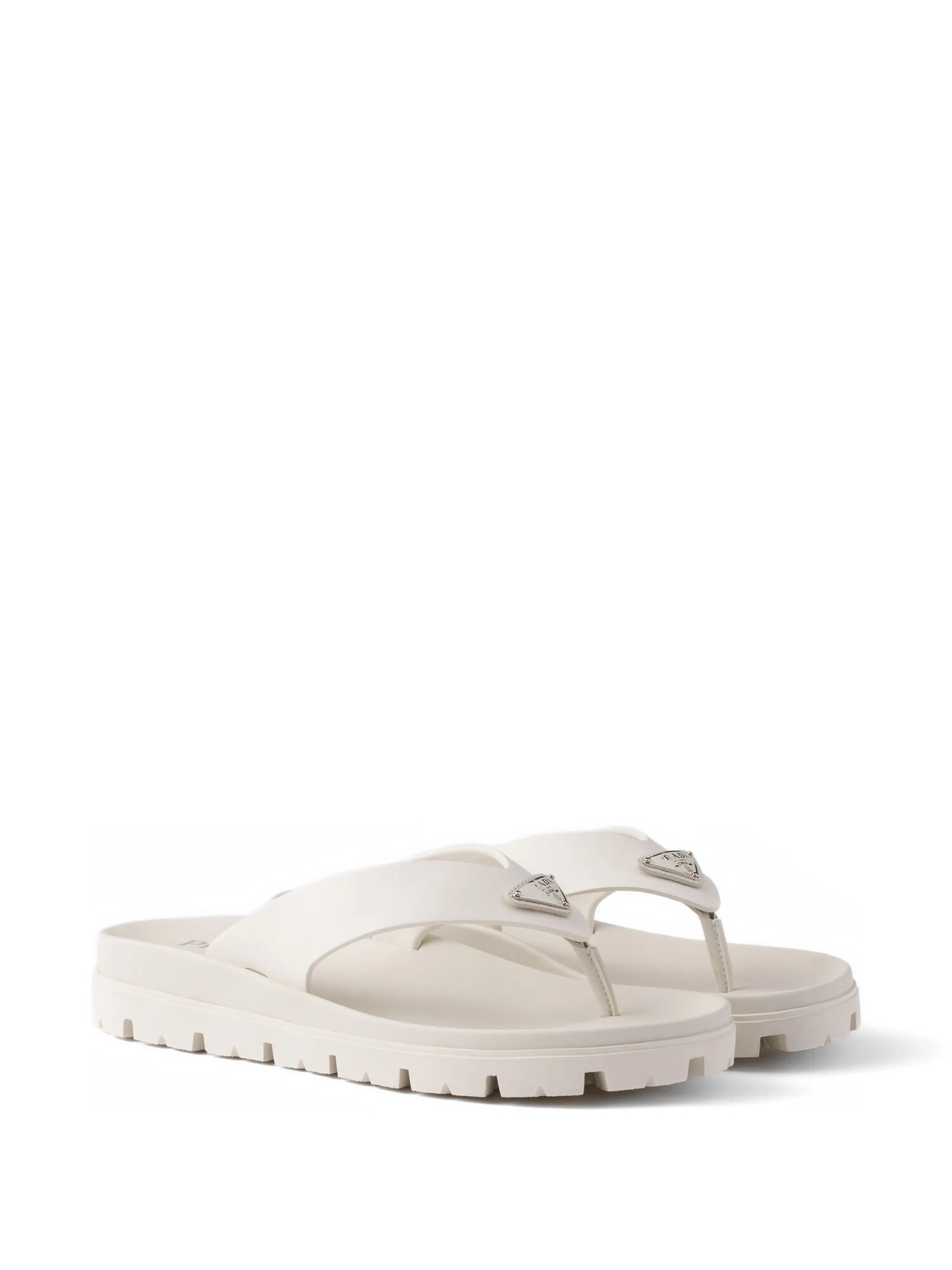 Босоножки Prada Rubber thong sandals, размер 10 US, бежевый/белый — фото 1