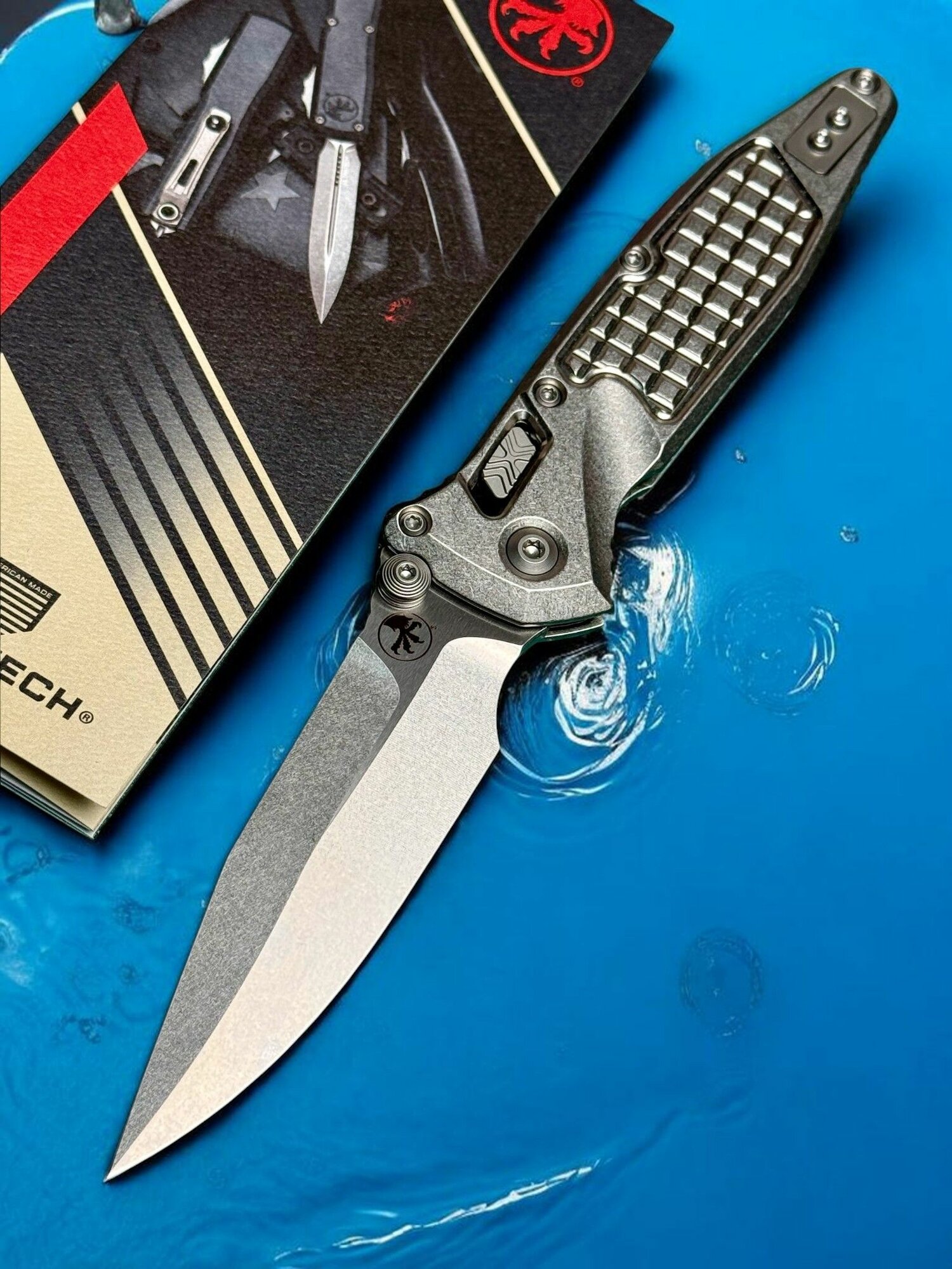 Нож складной MicroTech MCT160RL10FRSM4 Socom Ram-Lock, Marfione Select, StoneWash Blade, Frag Titanium Handle