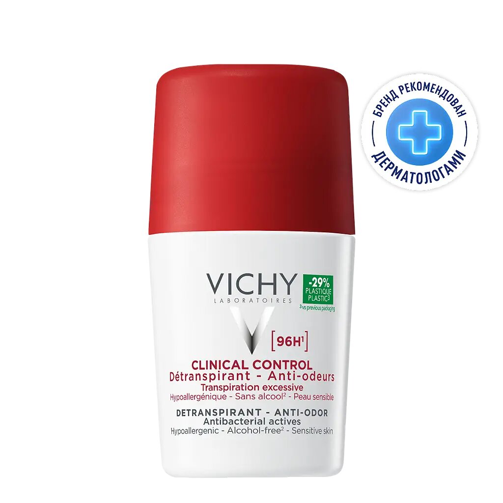 Vichy Clinical Control Дезодорант-антиперспирант шариковый 96 ч против избыточного потоотделения 50 мл 1 шт