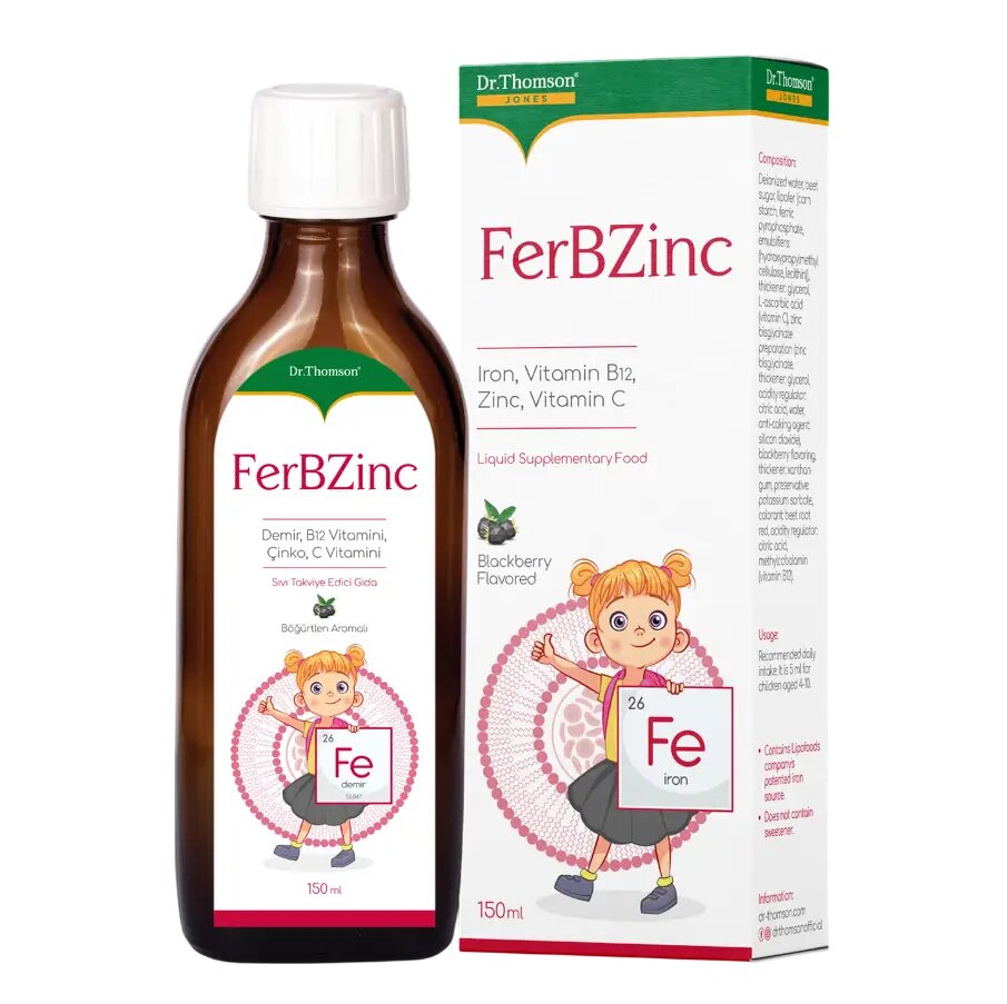 Dr. Thomson FerBZinc / Доктор Томсон ФерБЦинк со вкусом ежевики жидкость во флаконах по 150 мл 1 шт