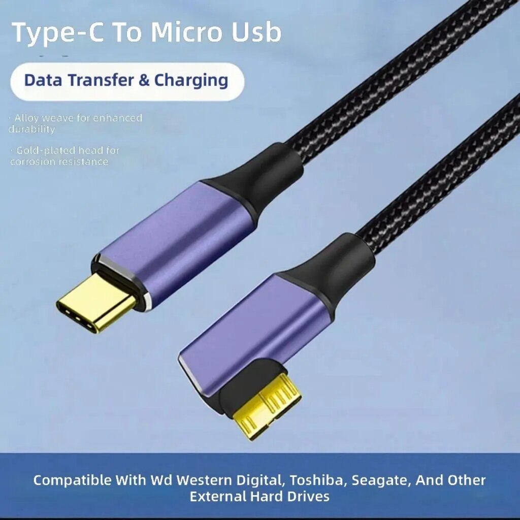 Угловой кабель USB-C — micro-USB 3.0 — фото 1