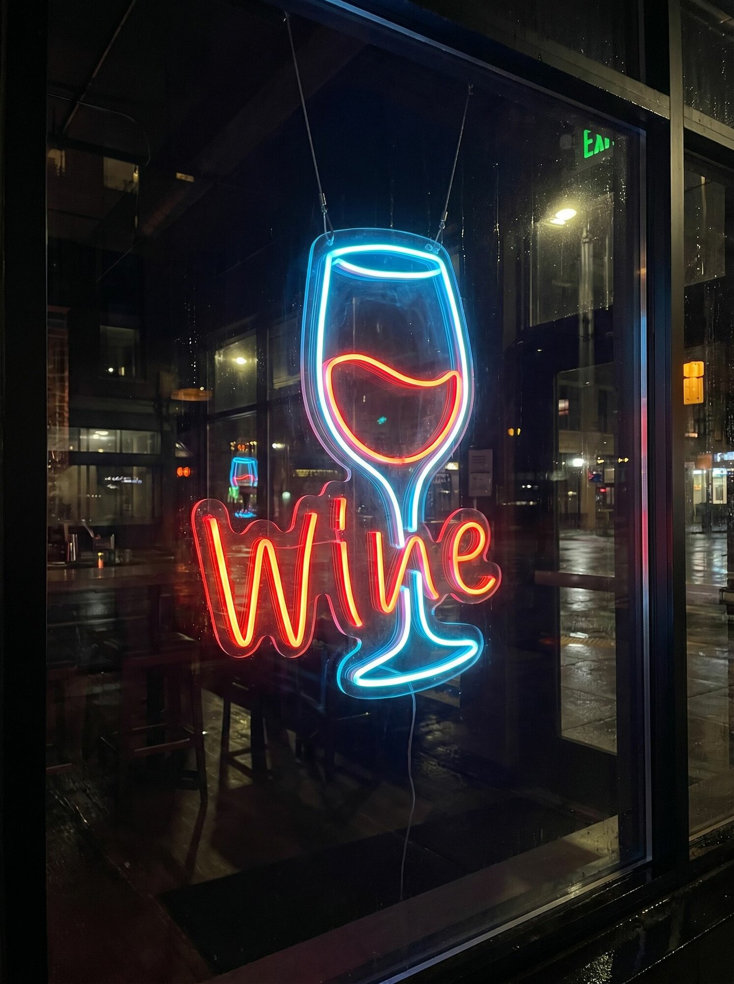 Неоновая вывеска "Бокал Wine" 60х44см, неоновая надпись, LED светильник для бара