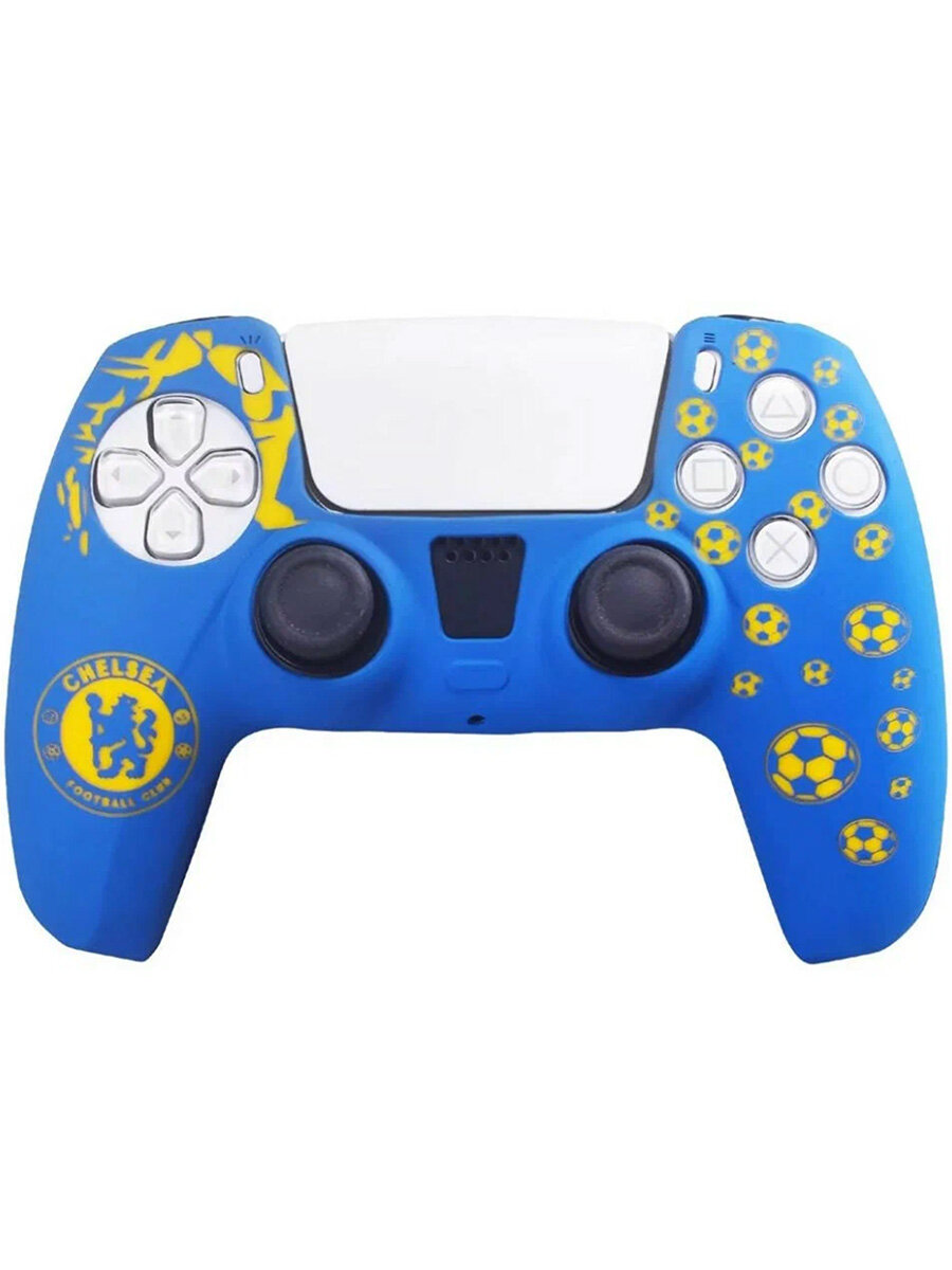 Силиконовый чехол для геймпада DualSense PS5 FC Chelsea (light blue-yellow)