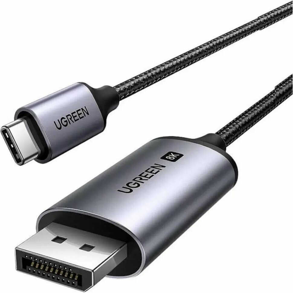 Кабель UGREEN CM556 (25839) USB-C to DisplayPort 8K Cable. 3м. серый, 2162376