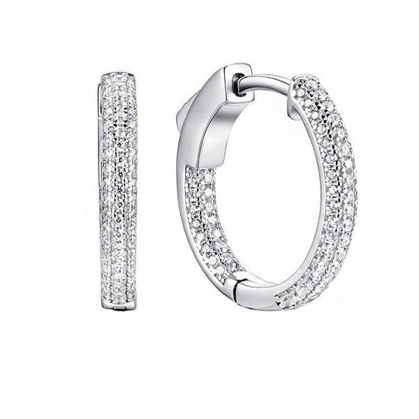 Серьги конго, серебро, 925 проба, родирование, фианит