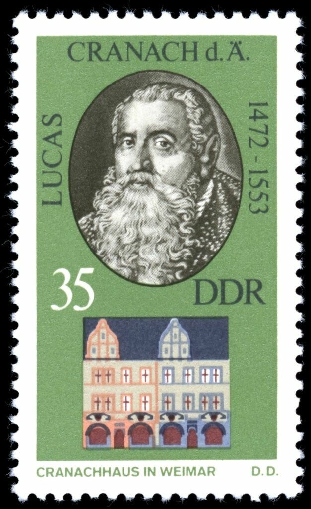 (1973-046) Марка Германия (ГДР) "Лукас Кранах, старший" Личности, Веймар III гашеная