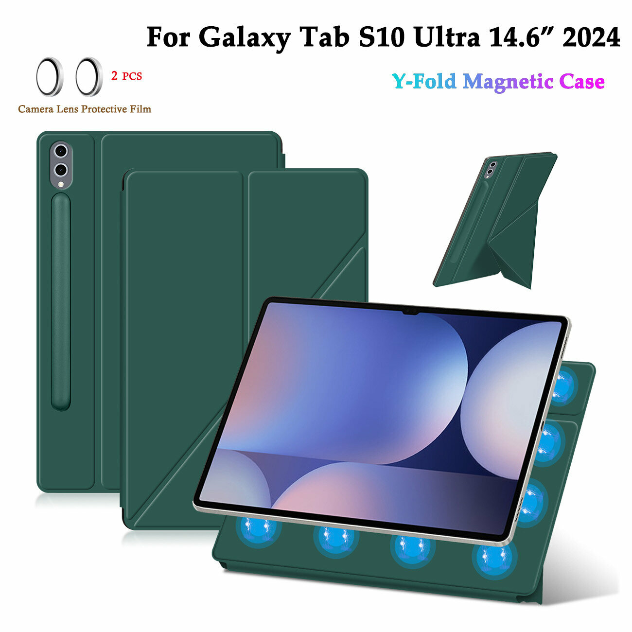 Чехол для Samsung Galaxy Tab S10 Ultra 14,6" 2024 (SM-X920 SM-X926B), Y-образный трехскладной магнитный чехол