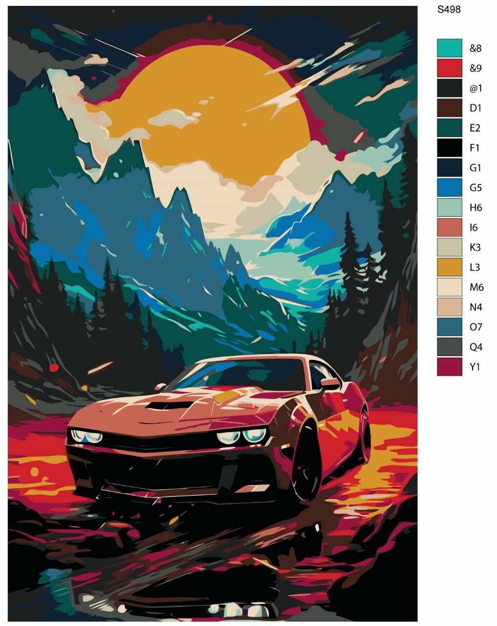 Картина по номерам S498 "Спортивная гоночная машина" 40x60 см