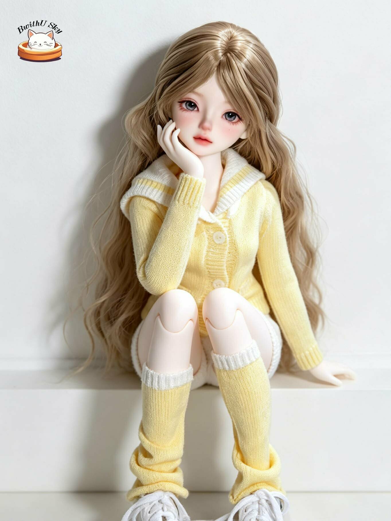 BwithUSky Sadie 1/4 BJD Кукла: Милый образ с вязаной кофтой, шортами и гольфами