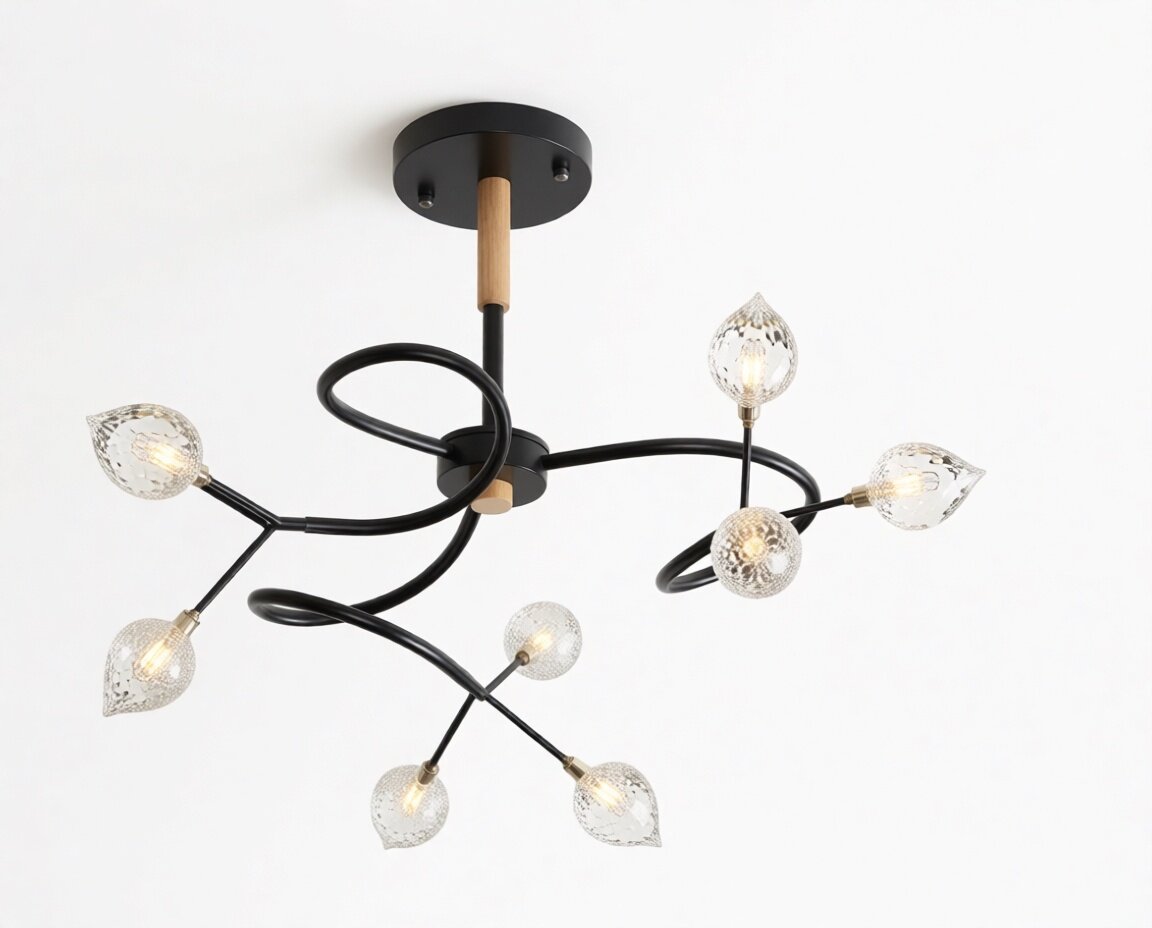 Люстра ЭлисСвет Modern 1065YG/9, LED, G4, 300 Вт, 9 ламп, чёрная
