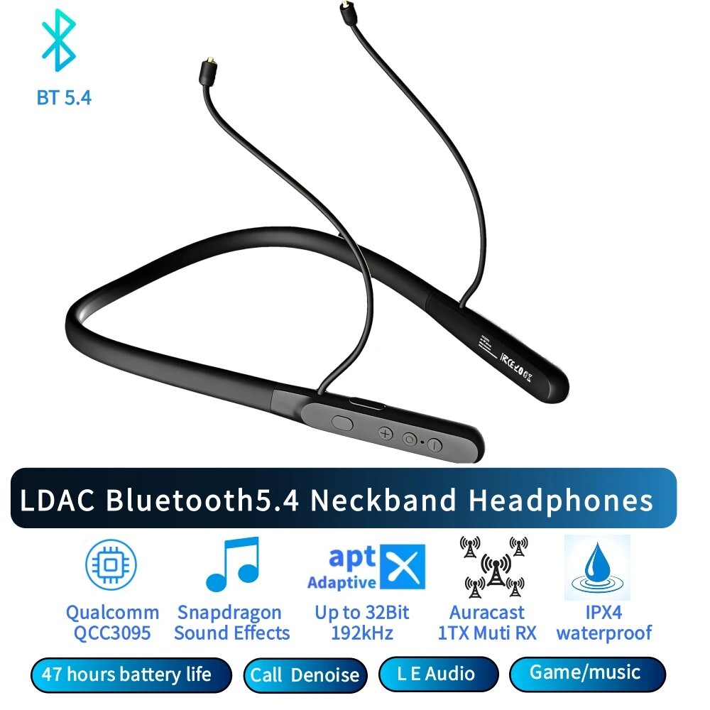 Наушники Bluetooth 5.4 с шейным ободом Qualcomm QCC3095 0.78 MM Connector