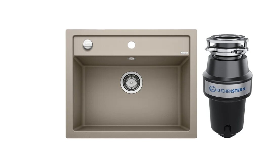 Комплект Мойка Blanco Dalago 6 61x51, серый беж, искусственный гранит / Измельчитель KUCHENSTERN Muhle 351MU35 механический, нержавеющая сталь