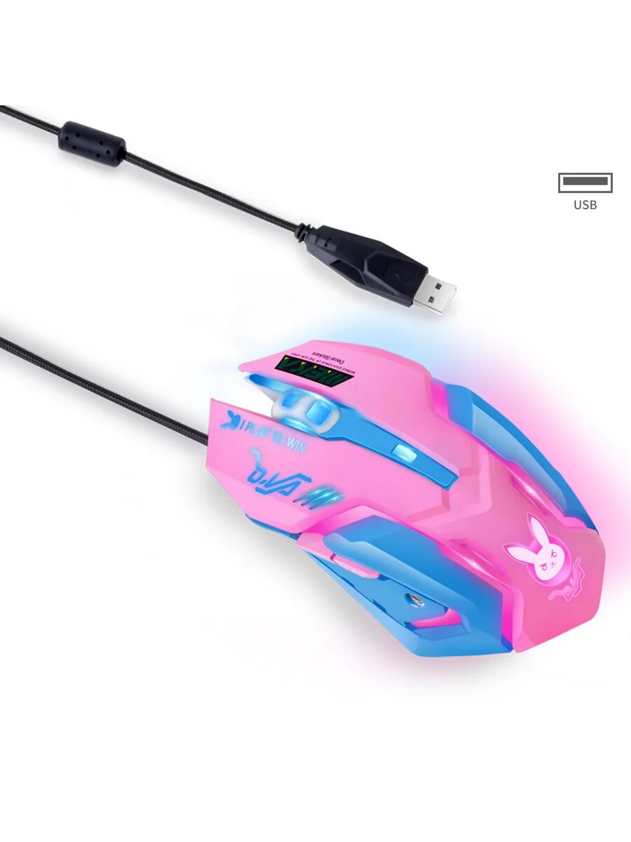 Игровая проводная мышь - 4 уровня DPI, RGB-подсветка,