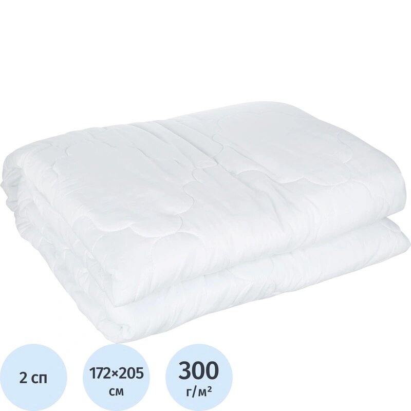 Одеяло Luscan 172х205 стег, кант, 300-350гр/м2 (холлофайбер/микрофибра), бел