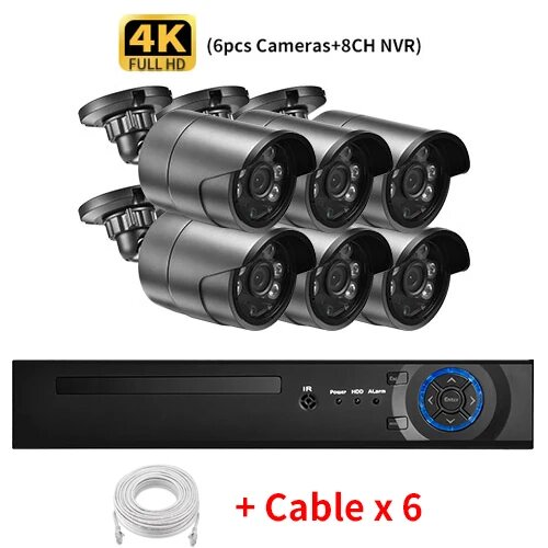 Система видеонаблюдения Gadinan 8CH 48V POE NVR с камерами безопасности с функцией детекции пешеходов, наружными камерами с аудио, 4K CCTV наблюдением XMEye