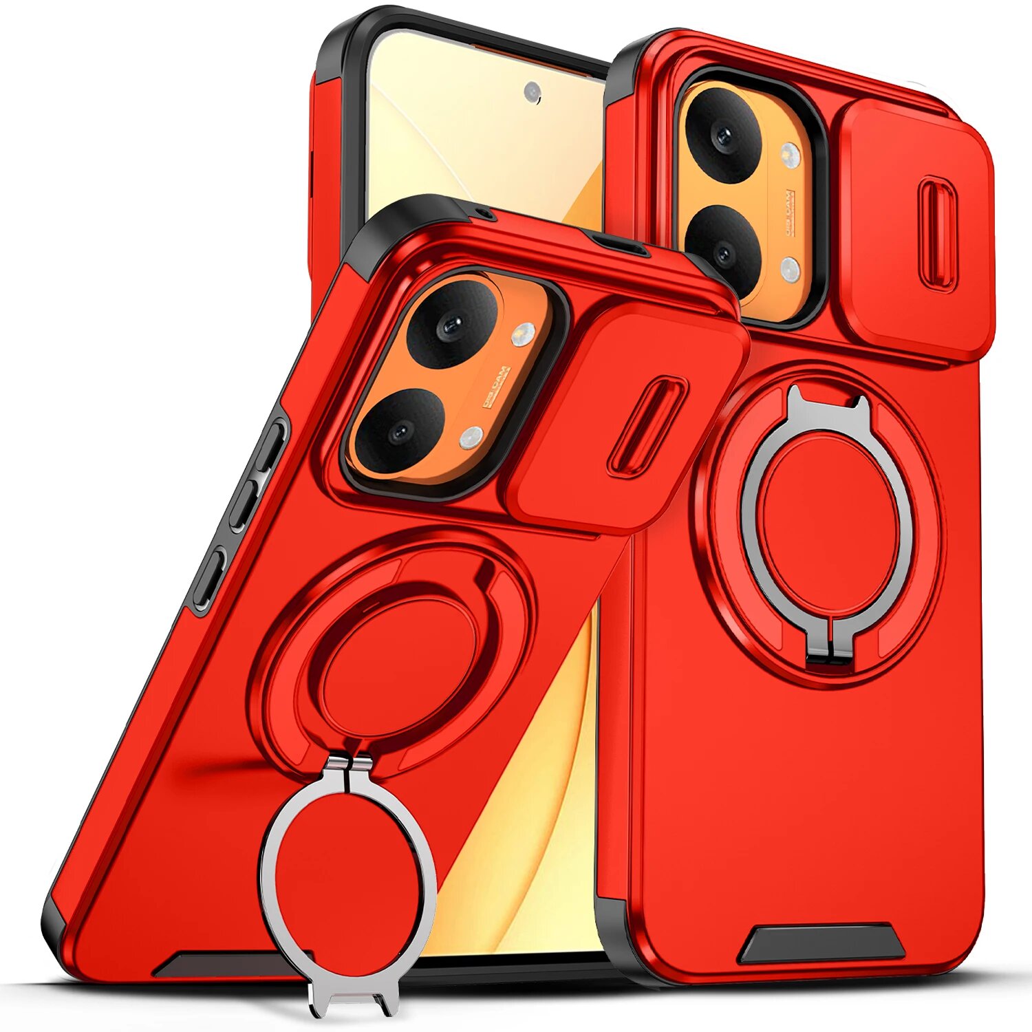 Чехол на Xiaomi Poco X8 Pro Max, красный с кольцом