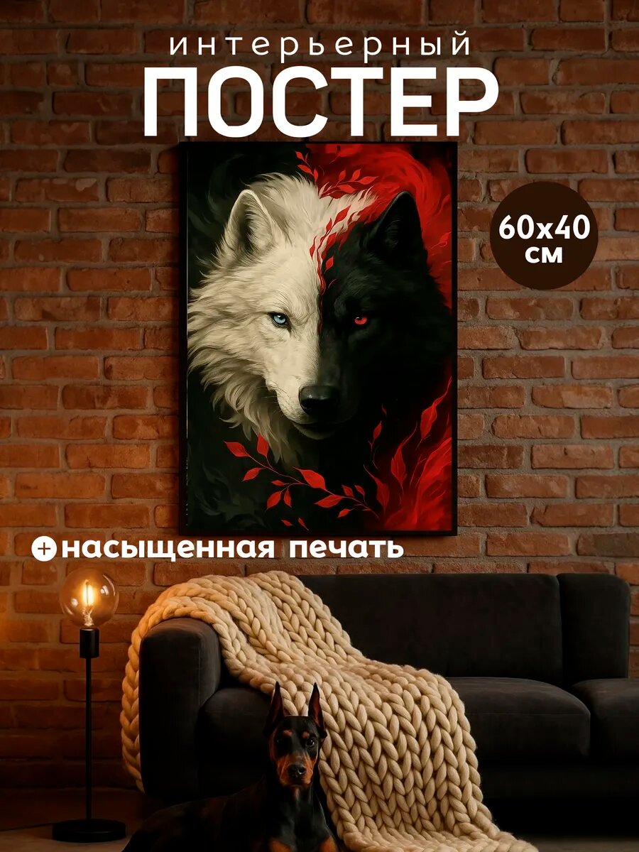 Постер для интерьера 40х60 Волк