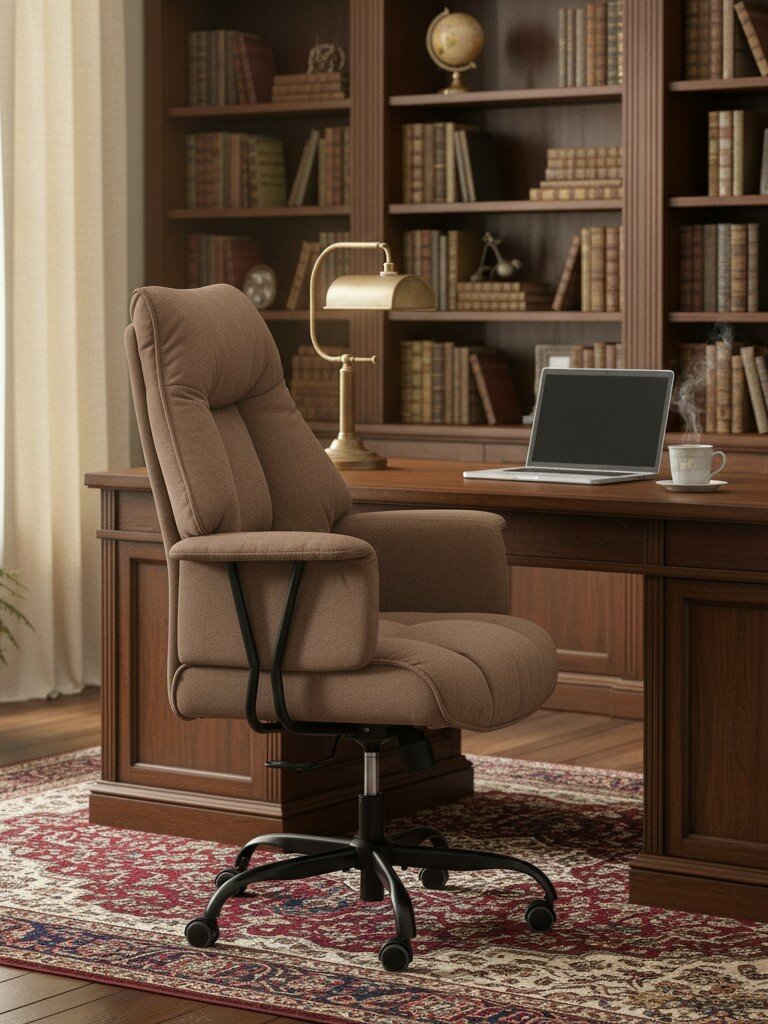 Кресло компьютерное для руководителя TetChair Линкольн, офисное, с подлокотниками, ткань, светло-коричневый