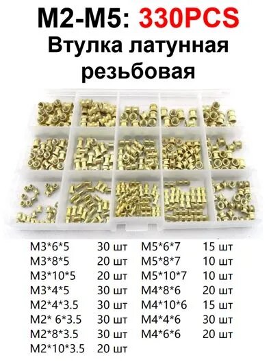 Втулка крепежная 2 мм x 2 мм 330 шт.