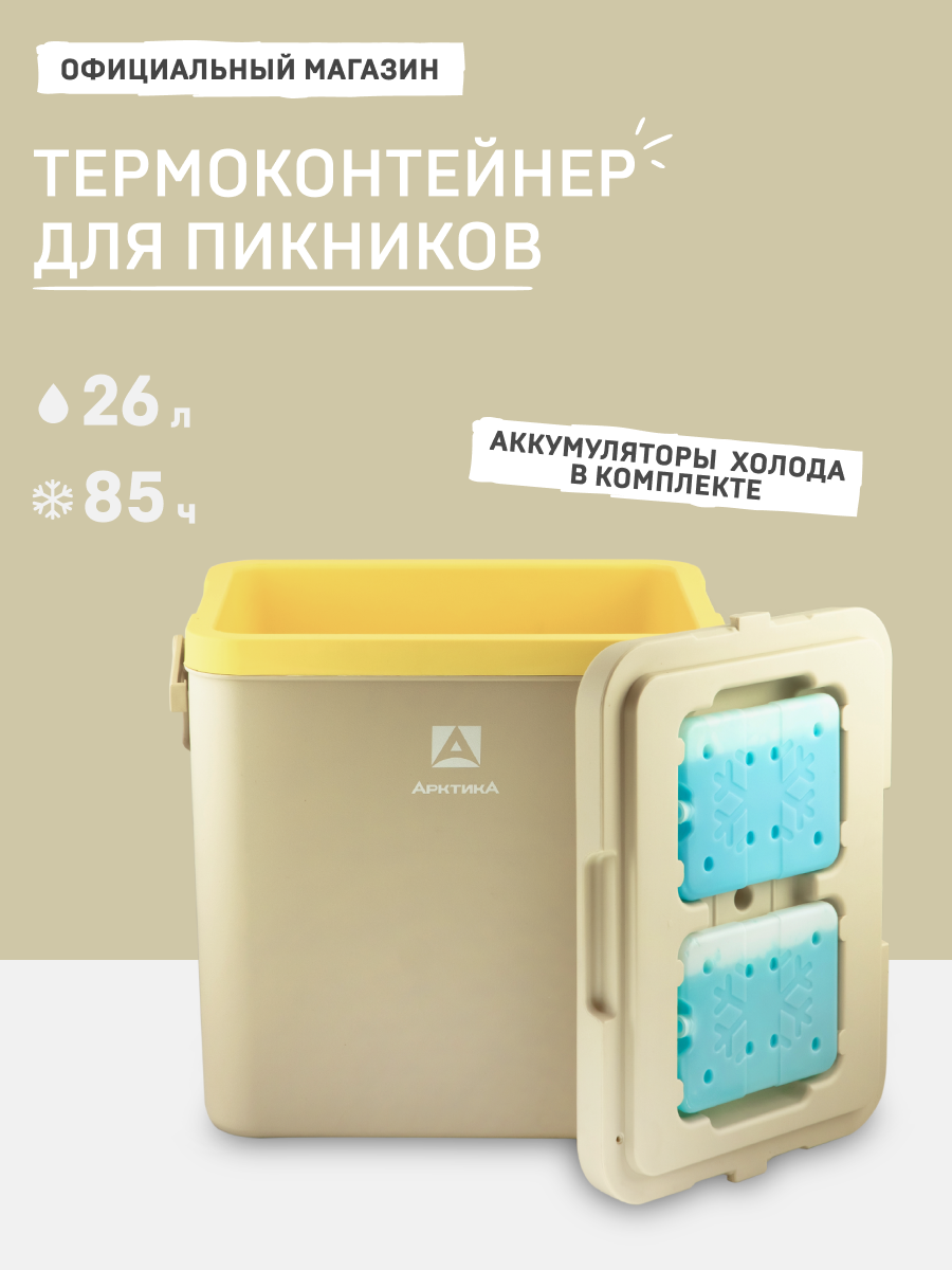 Термоконтейнер большой с ручкой 26 л/Арктика 2200/термобокс для еды