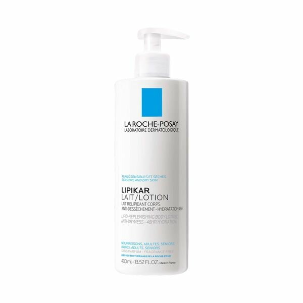 La Roche-Posay Lipikar Lait Молочко для тела, рук и лица для сухой, очень сухой кожи новорожденных младенцев, детей и взрослых с ниацинамидом и маслом ши для увлажнения, 400 мл