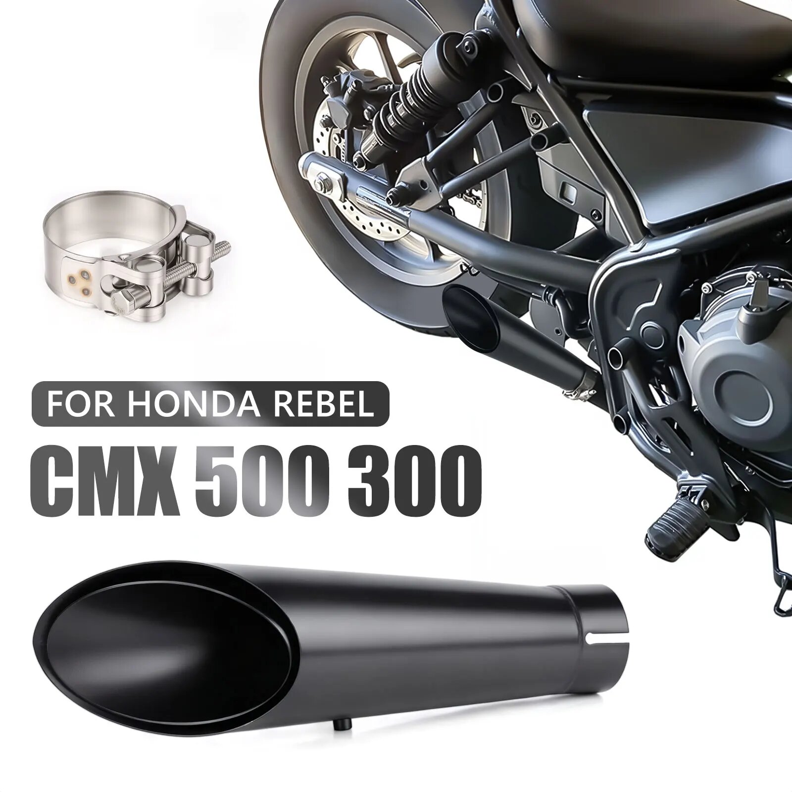 Для Honda Rebel CMX 300 500 CMX 300 CMX 500 2017-2025 короткая выхлопная труба глушителя радиальный цикл черный выхлопной наконечник