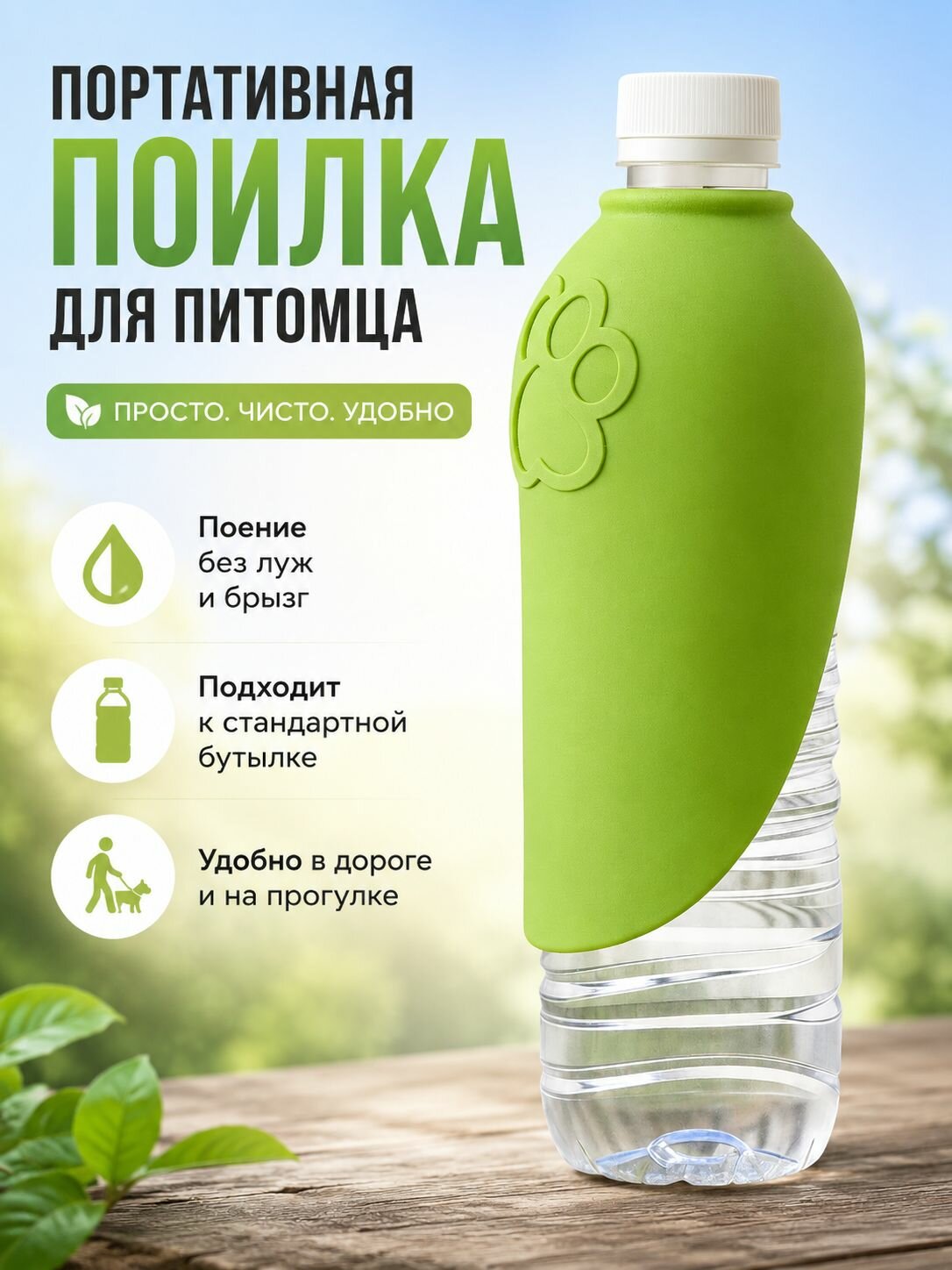 Поилка для собак и кошек, силиконовая, для бутылки, переносная