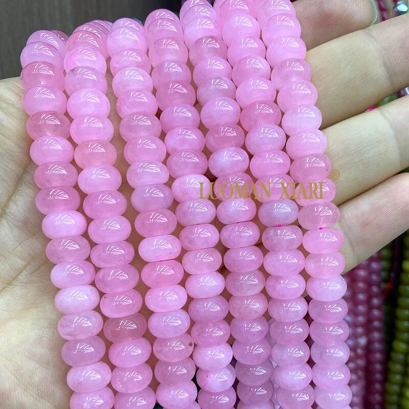 LUOMAN XIARI бусины халцедон темно-зелёный 6x10 мм Розовый, 6x10mm 56-58pcs, Pink