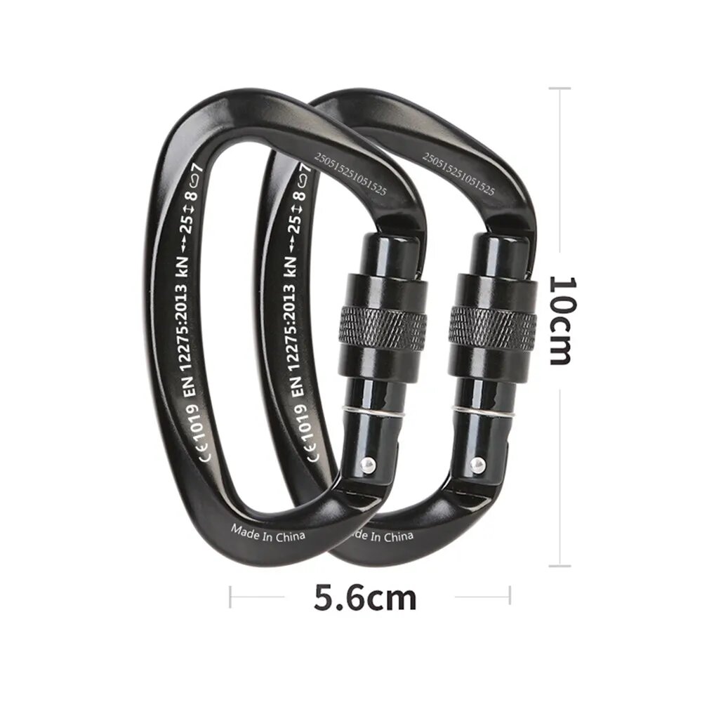 Карабин XINDA Screwgate 25 кН алюминиевый 2pcs black