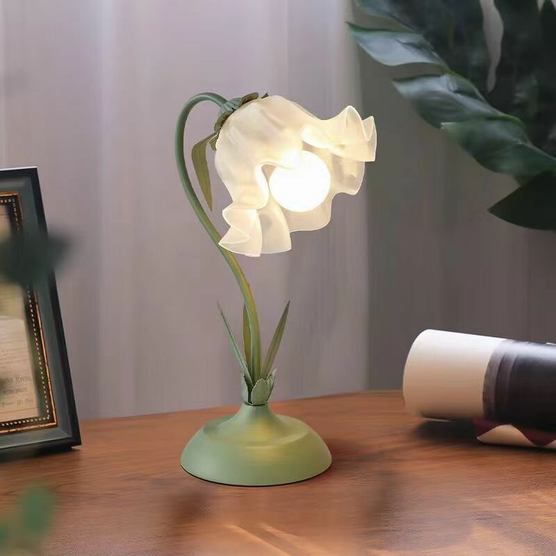 Настольная лампа Clear Light TQB2 винтажная с цветочным узором, зелёный абажур, E26, для спальни и гостиной