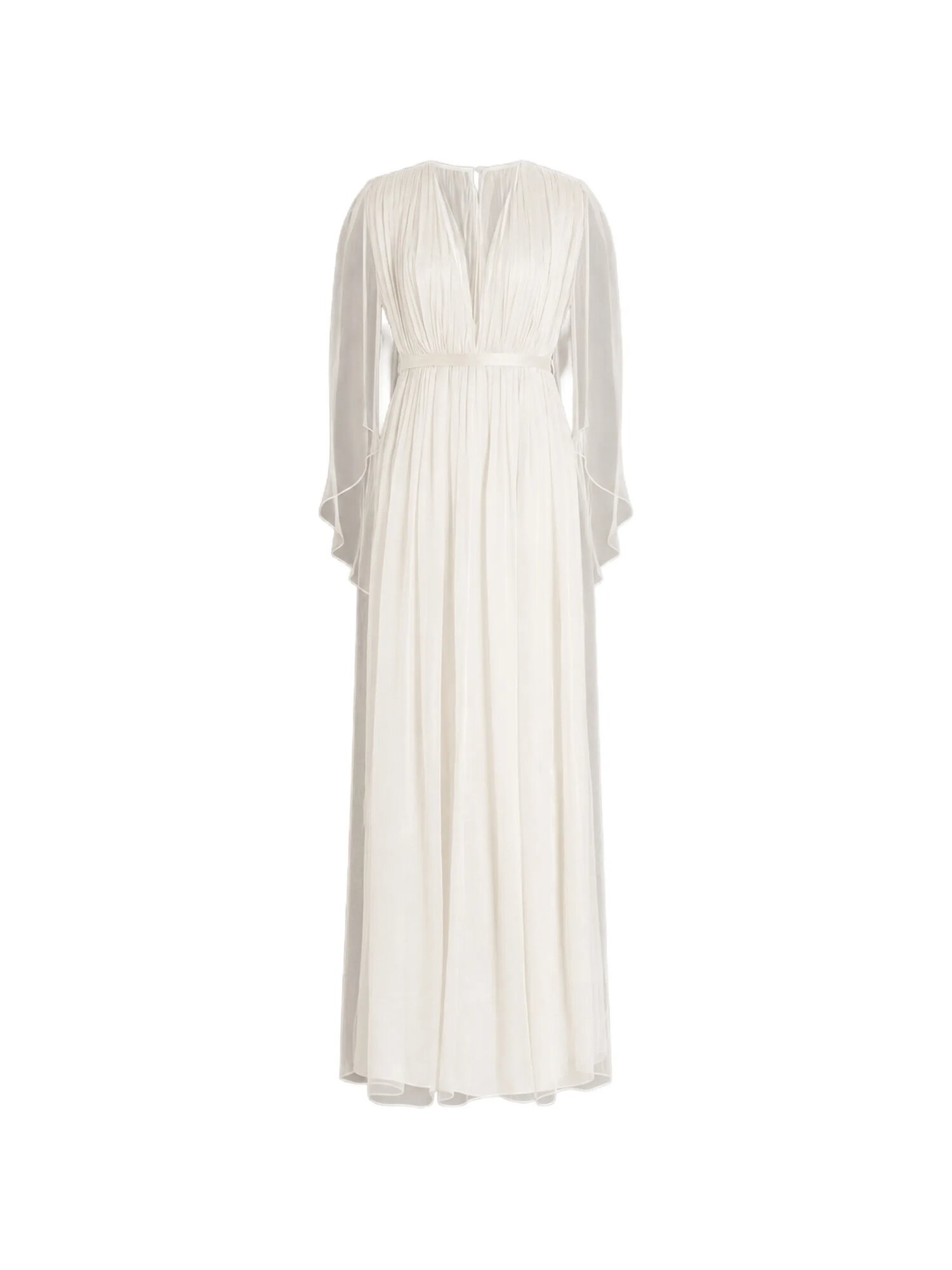 Платье Alberta Ferretti Pleated silk maxi dress, размер 38, бежевый/белый — фото 1
