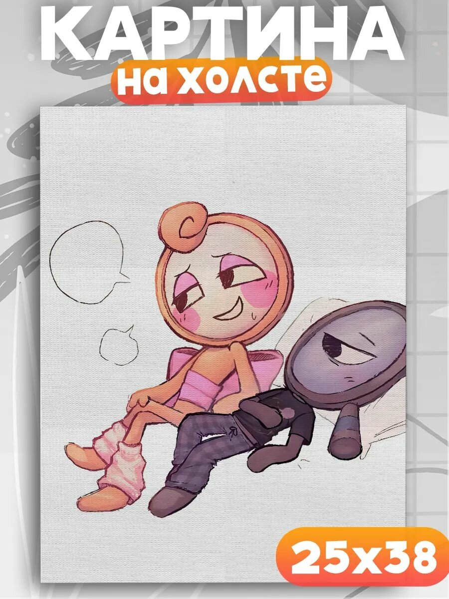 Картина на стену Роджер и Глистен мир денди roblox, на подрамнике, 1шт, 38х25 размер.