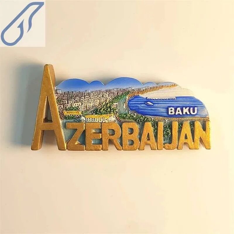3D сувенир на холодильник Азербайджан Баку, туристический подарок, резиновая живопись