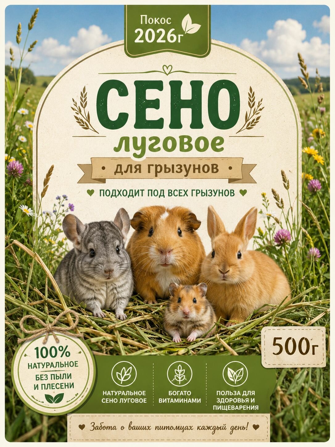 Сено луговое наполнитель