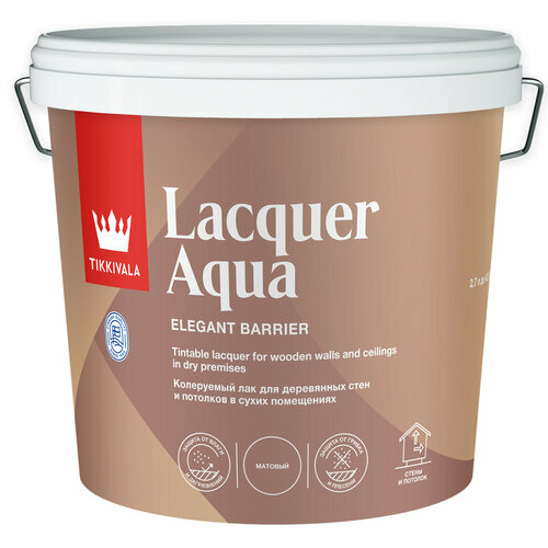 Лак Tikkurila Lacquer Aqva полуглянец защитный для интерьеров, 9 л